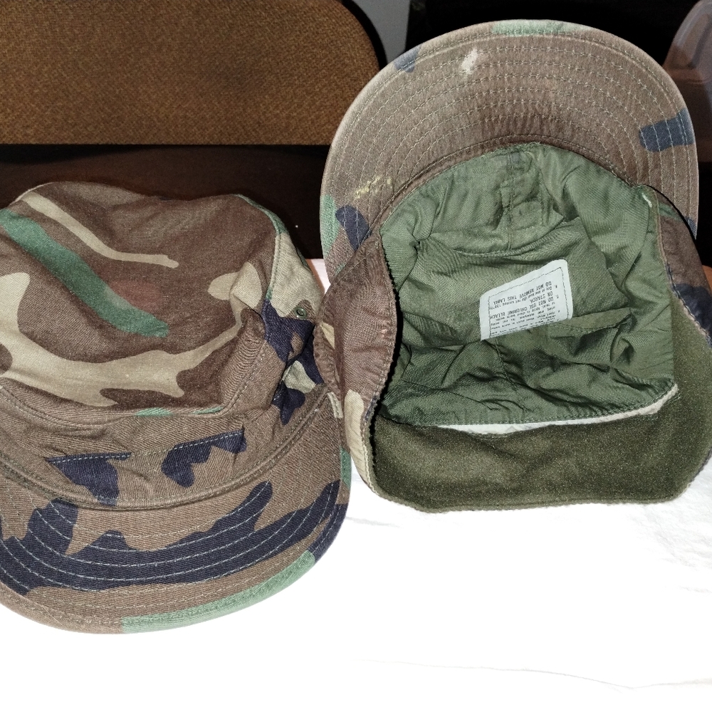 Vintage Us Army Bdu Print Patrol Caps Size 7 1/2 Wint… - Gem